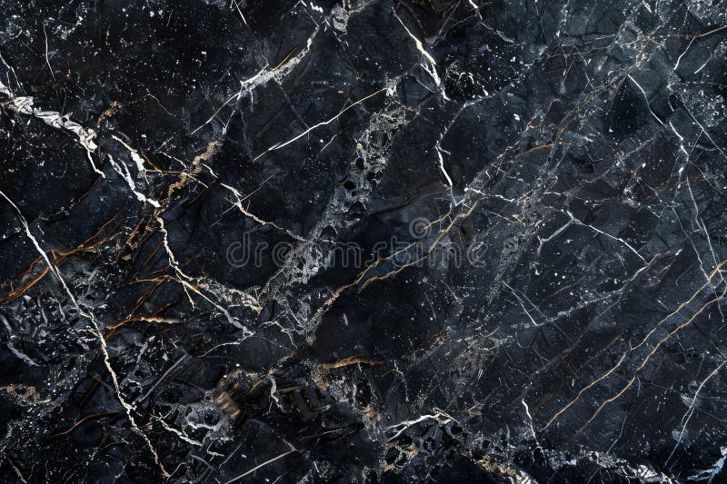 Photo of Deep Black Marble Pattern with White Veins. Background Texture ...