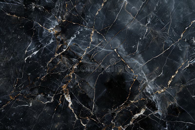 Photo of Deep Black Marble Pattern with White Veins. Background Texture ...