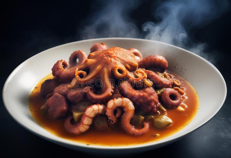 Photo Delicious Coocked Octopus Stock Illustration - Illustration of ...