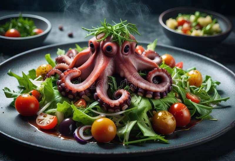 Photo Delicious Coocked Octopus Stock Illustration - Illustration of ...