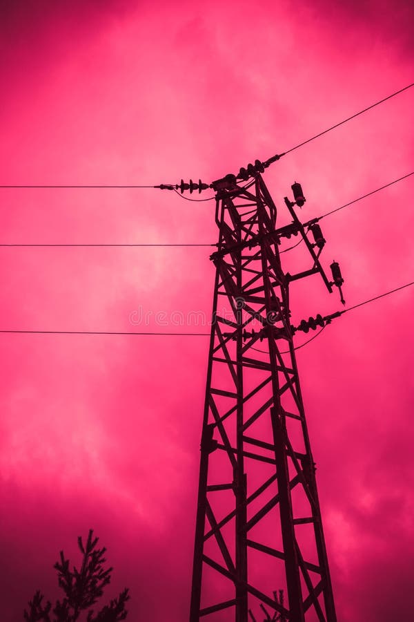 Photo Depicting One Old High-voltage Powerful Electricity Tower Stock ... Photo Depicting One Old High-voltage Powerful Electricity Tower Stock ...