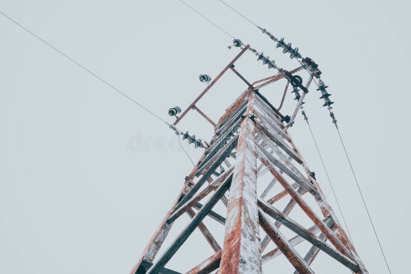 Photo Depicting One Old High-voltage Powerful Electricity Tower Stock ... Photo Depicting One Old High-voltage Powerful Electricity Tower Stock ...