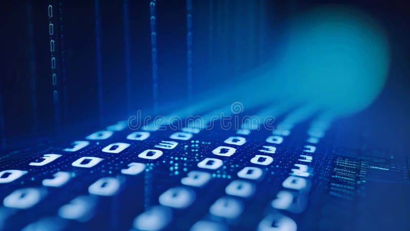 This Photo Depicts a Blue Background with Numbers and Lines, Creating a Structured and Numerical ...