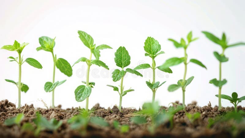 Progressive Growth: Seedlings Sequence Growing Taller Isolated on White ...