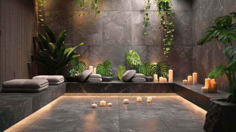 Serene Spa Setting for Soothing Massage Therapy Stock Illustration ...