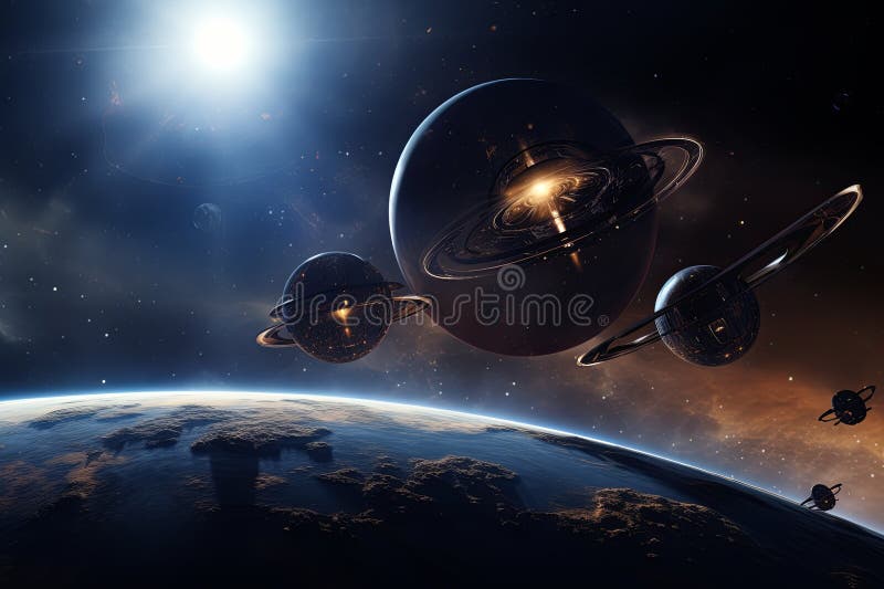An Artists Rendering of a Space Station in Orbit Stock Photo - Image of ...
