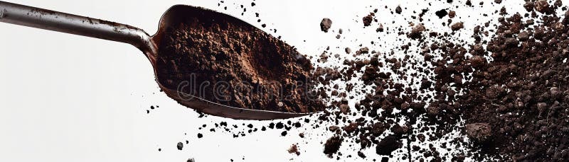Photo of a Digging Shovel with Soil Flying Off on a White Backdrop ...