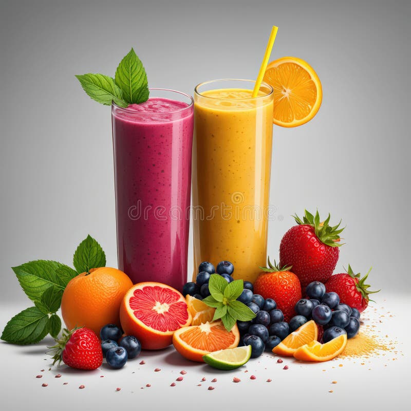 Photo of a Display of Colourful Smoothie Drinks in Glasses Wit Hfresh ...