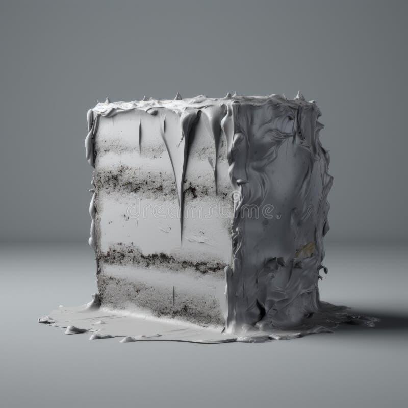 Decayed White Cake: Moody 3d Render with Gray Background Stock ...