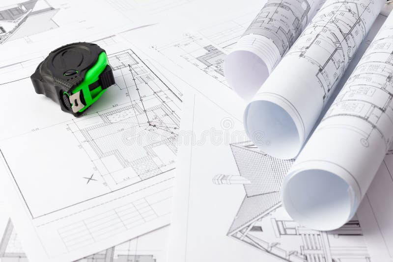 Photo Drawings for the Project Engineering Work Stock Image - Image of ...