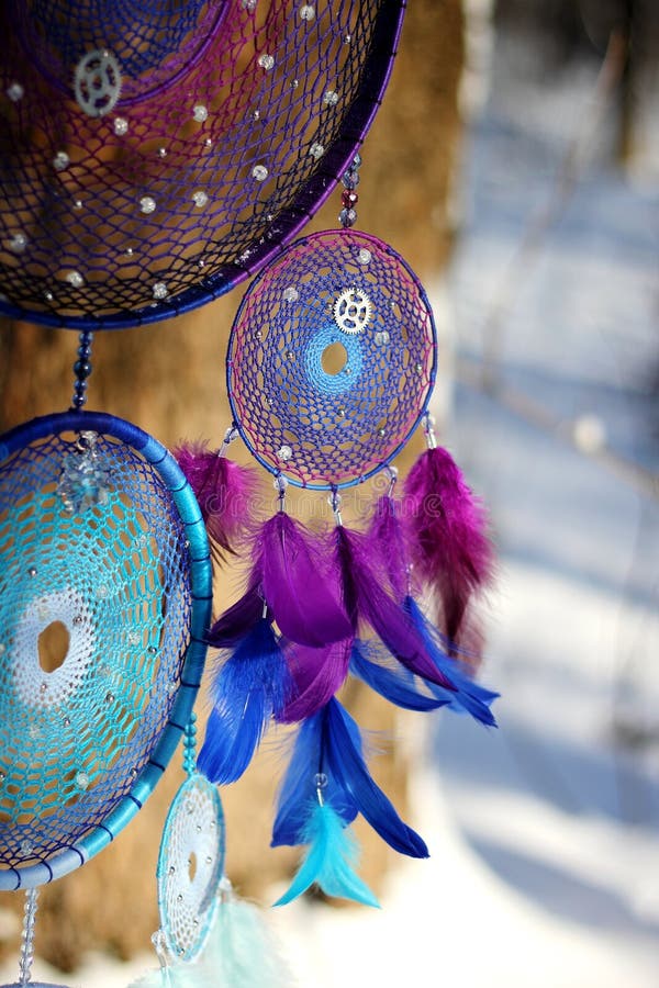Dreamcatcher Made of Feathers, Leather, Beads, and Ropes Stock Image ...