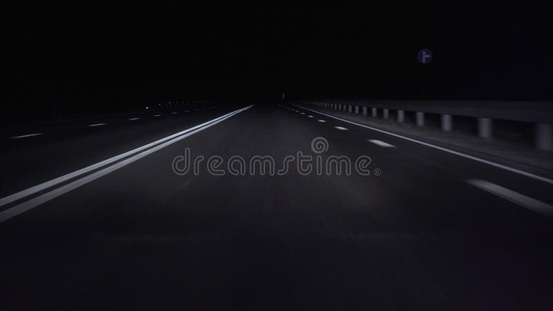 Photo of a Driving Car on the Highway in the Dark, Forward View Stock ...