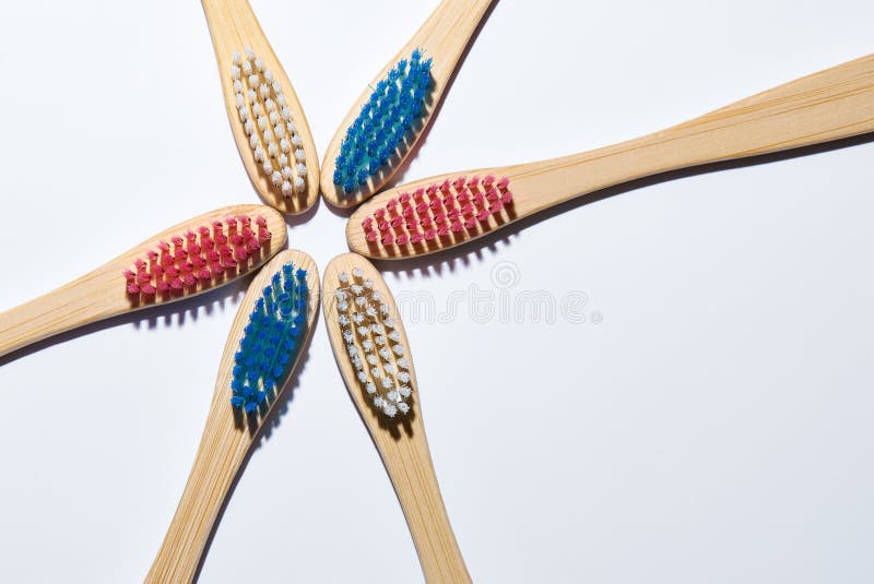 Photo of Eco-friendly Bamboo Toothbrushes with Red, White, and Blue ...