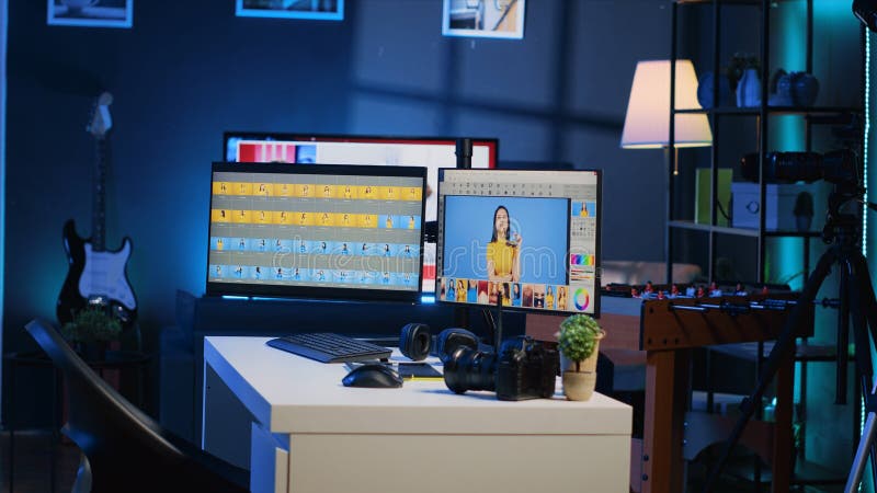 Photo Editing Software on Computer Screen in Empty Studio Used for ...