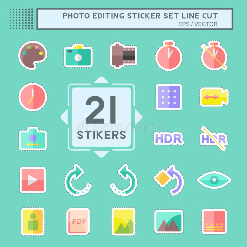 Photo Editing Sticker Line Cut Set. Suitable for Web Interface Symbol ...
