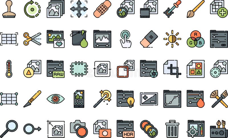 Photo Editing Tools Icons High-Quality Vector Icons Collection with ...
