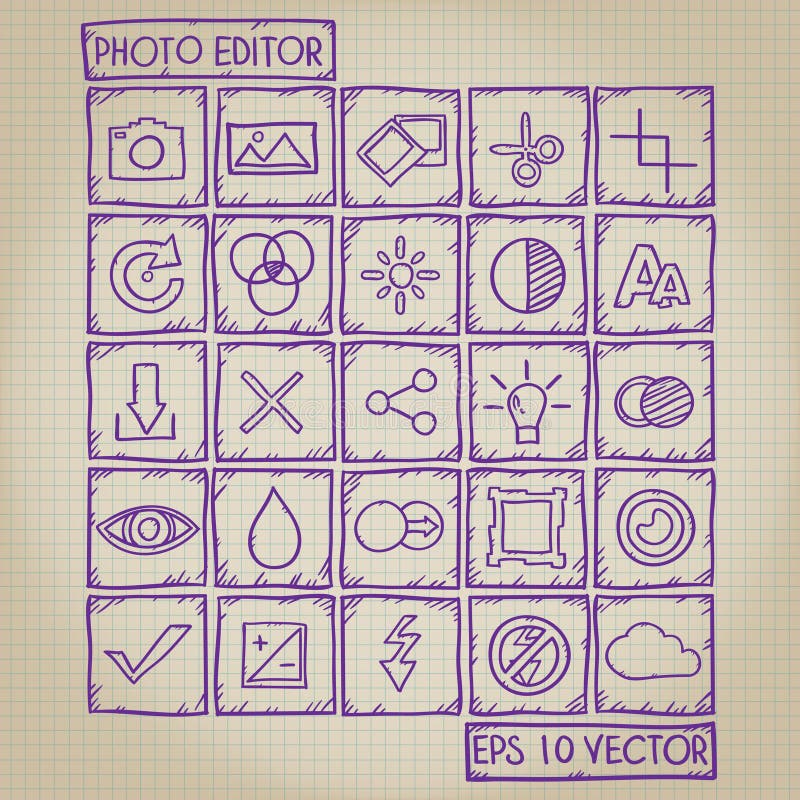 Photo Editor Icon Set stock illustration. Illustration of brush - 38912871