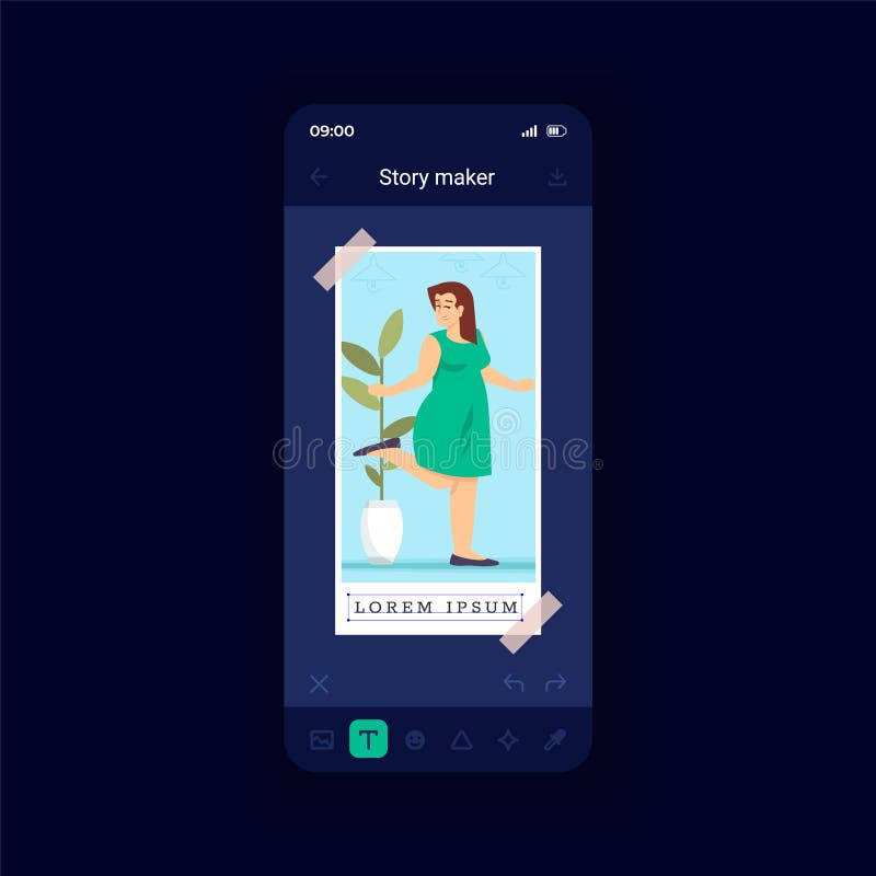 Photo Editor Night Mode Smartphone Interface Vector Template Stock ...