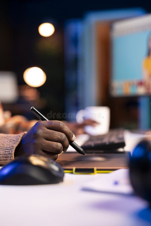 Photo Editor Using Editing Software in a Digital Workspace at Home ...