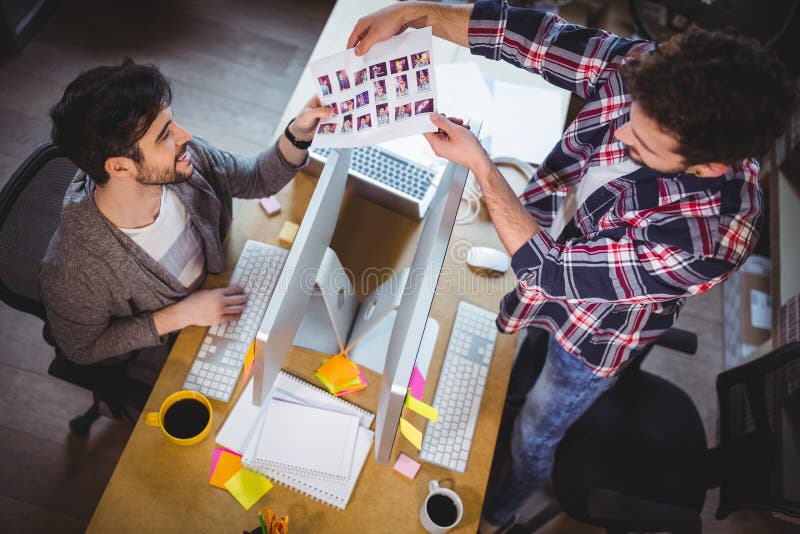 Photo Editors Working at Computer Desk in Creative Office Stock Image ...