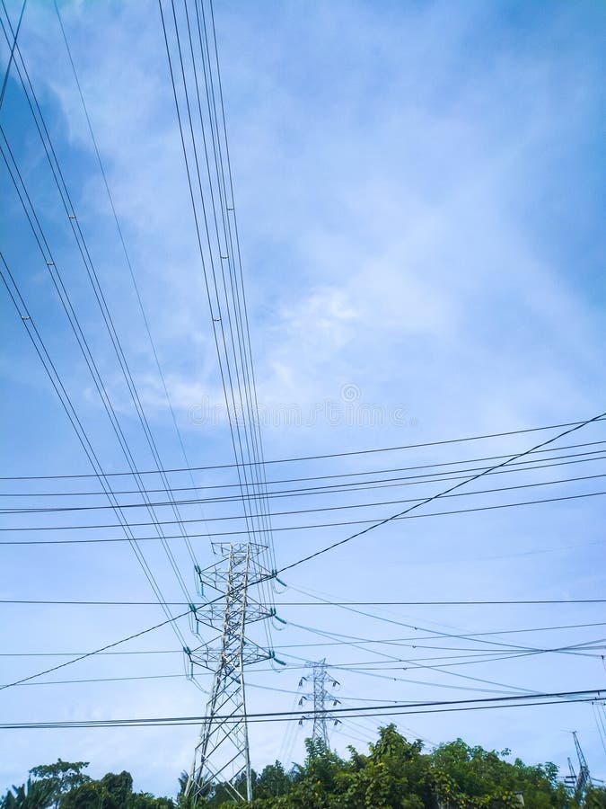 A Photo of an Electric Pole in Sunny Weather 3 Stock Photo - Image of ...