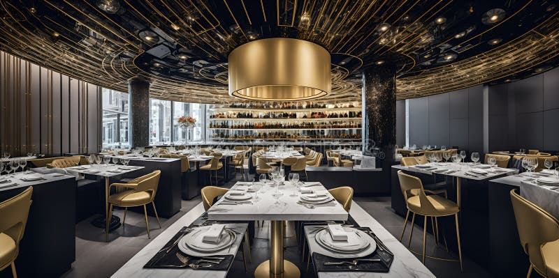 Ai Generated an Elegant Circular Restaurant with Modern Decor and ...