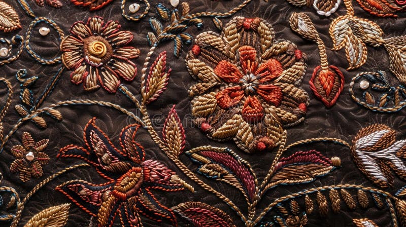 Photo of Elegant Embroidery Texture with Detailed Stitched Patterns ...