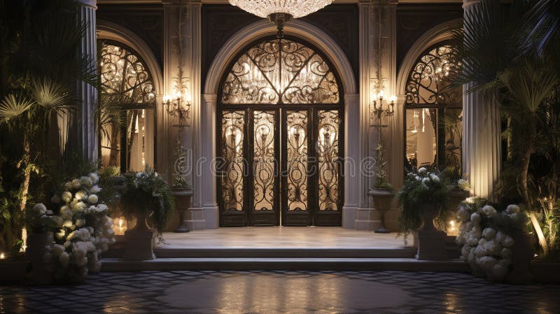 A Photo of an Elegant Event Venue Entrance Stock Illustration ...