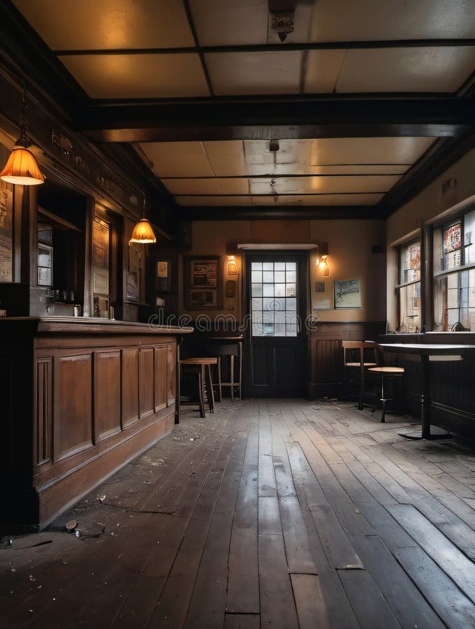 Photo of Empty Abandoned Pub Interior. Generative AI Stock Image ...