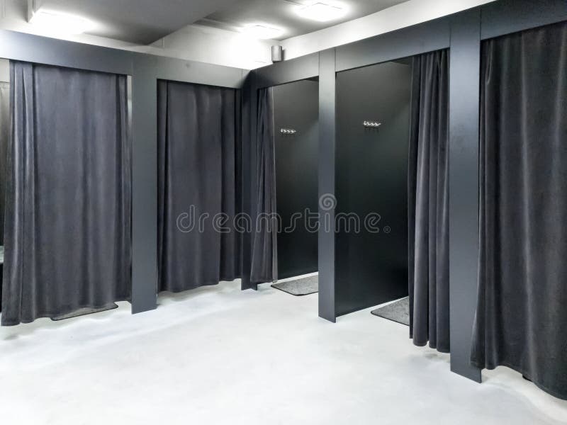 Empty Dressing Rooms in Fashion Store. Stylish Interior Stock Photo ...