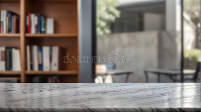 Photo Empty Marble Table Top in Library Stock Illustration ...