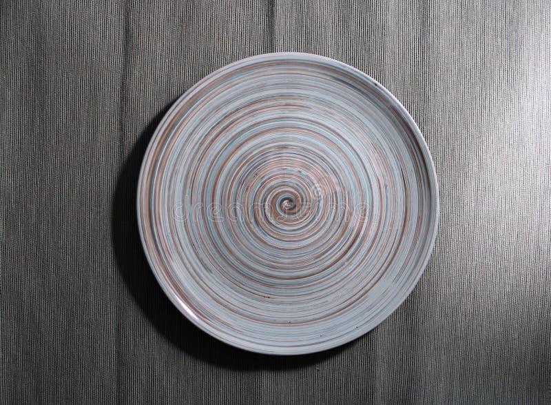 Empty Plate on a Dark Blue Background View from Above Stock Image ...