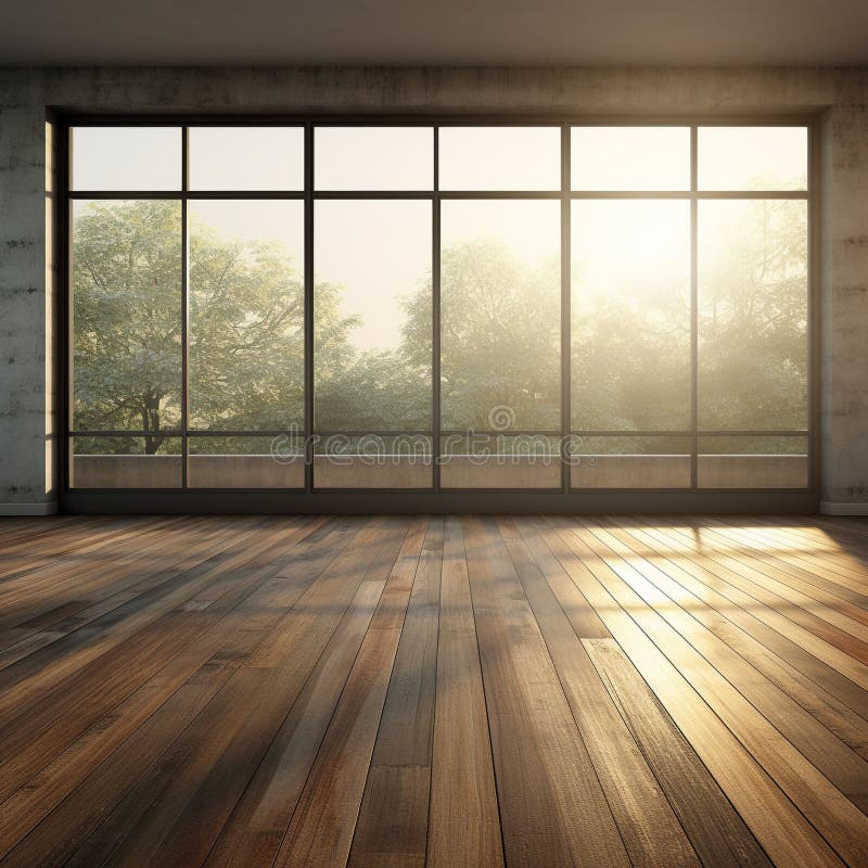 Photo of an Empty Room with Big Glass Windows Generative AI Stock ...