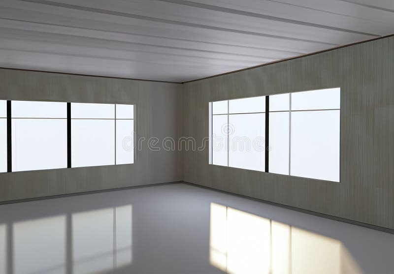 Photo Empty Room with Windows , 3D Random Stock Illustration ...