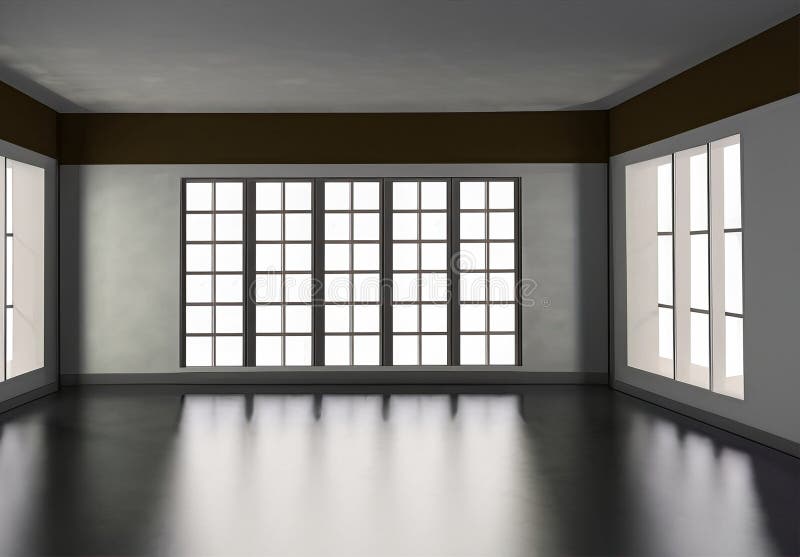 Photo Empty Room with Windows , 3D Random Stock Illustration ...