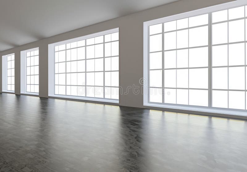Photo Empty Room with Windows , 3D Random Stock Illustration ...