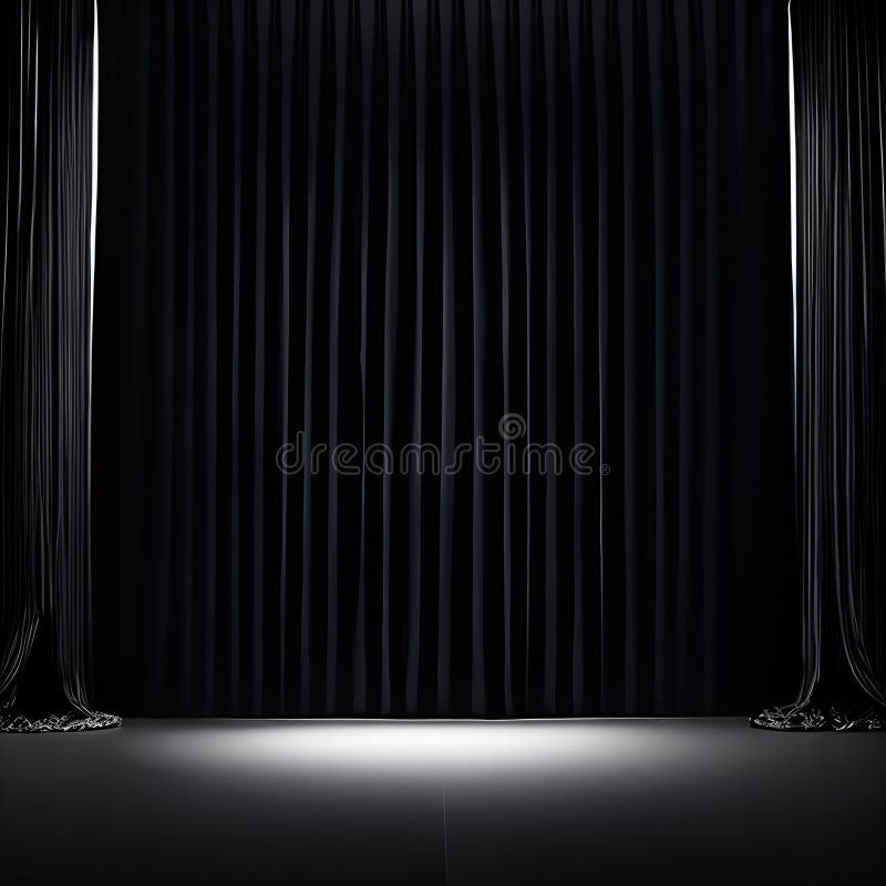 Ai Generated an Empty Stage with a Black Curtain Stock Illustration ...