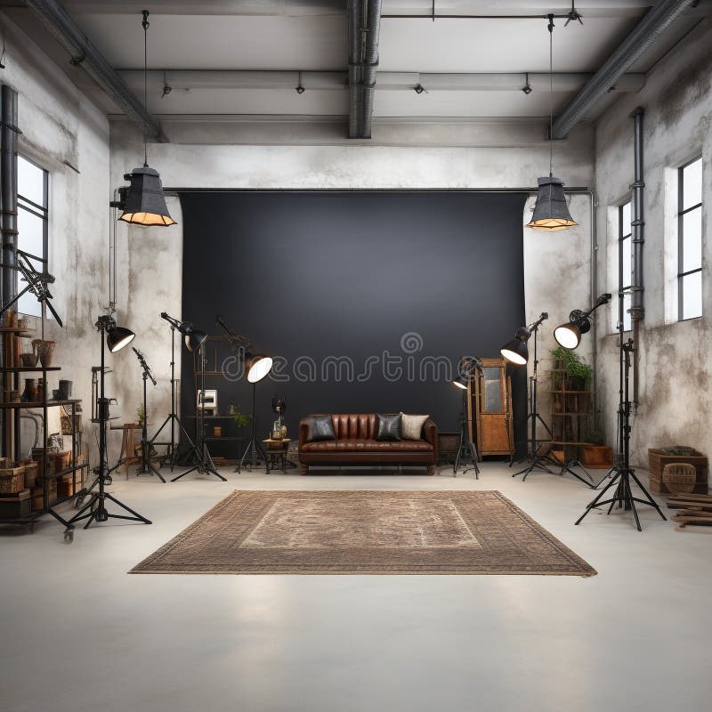 Photo Empty Studio with Photography Lighting. Generative AI Stock ...