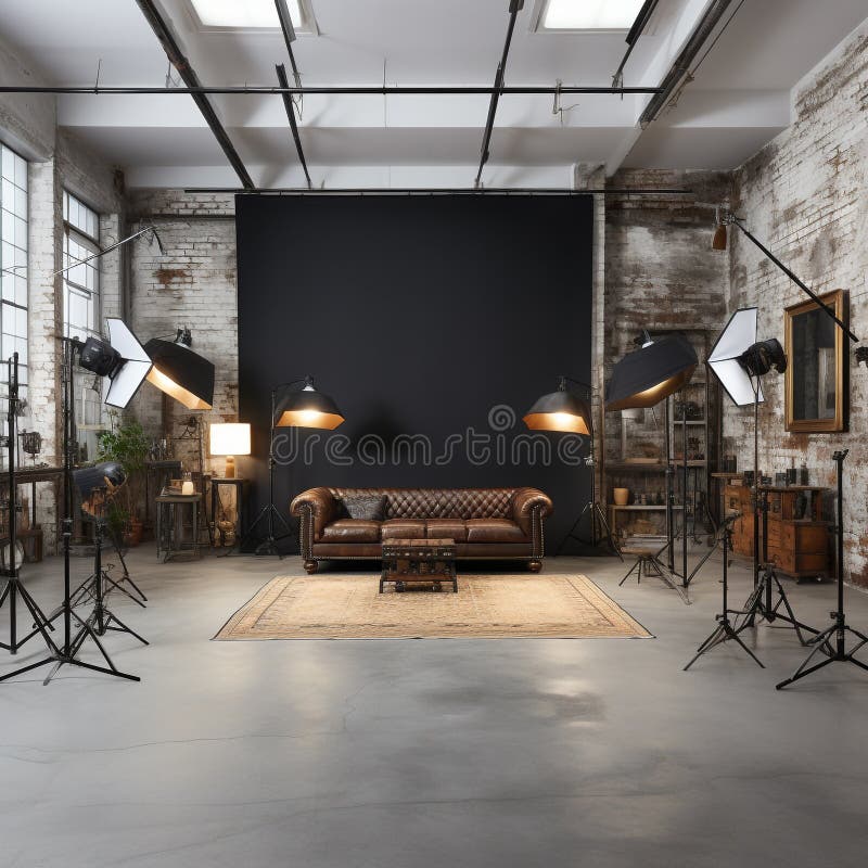 Photo Empty Studio with Photography Lighting. Generative AI Stock ...