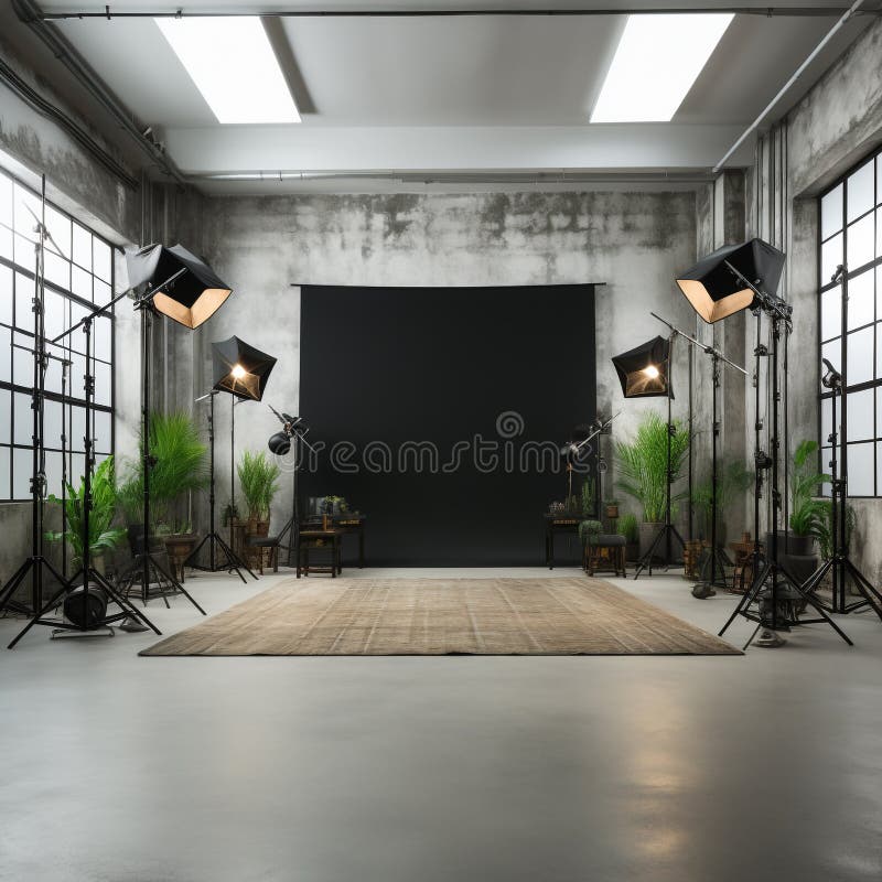 Photo Empty Studio with Photography Lighting. Generative AI Stock ...