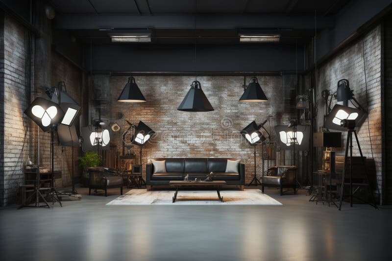 Photo Empty Studio with Photography Lighting. Generative AI Stock ...