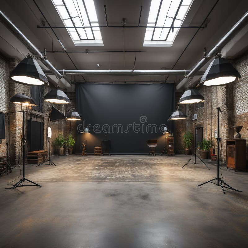 Photo Empty Studio with Photography Lighting. Generative AI Stock ...