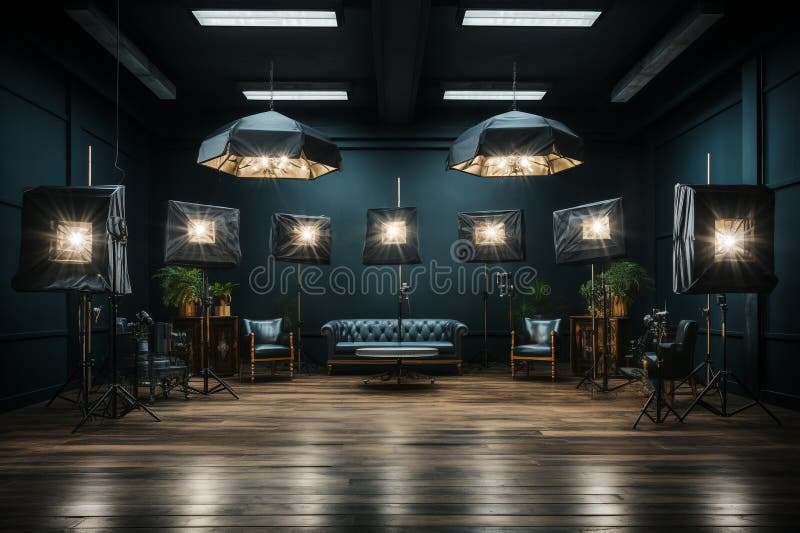 Photo Empty Studio with Photography Lighting. Generative AI Stock ...