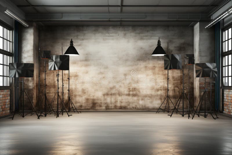 Photo Empty Studio with Photography Lighting. Generative AI Stock ...