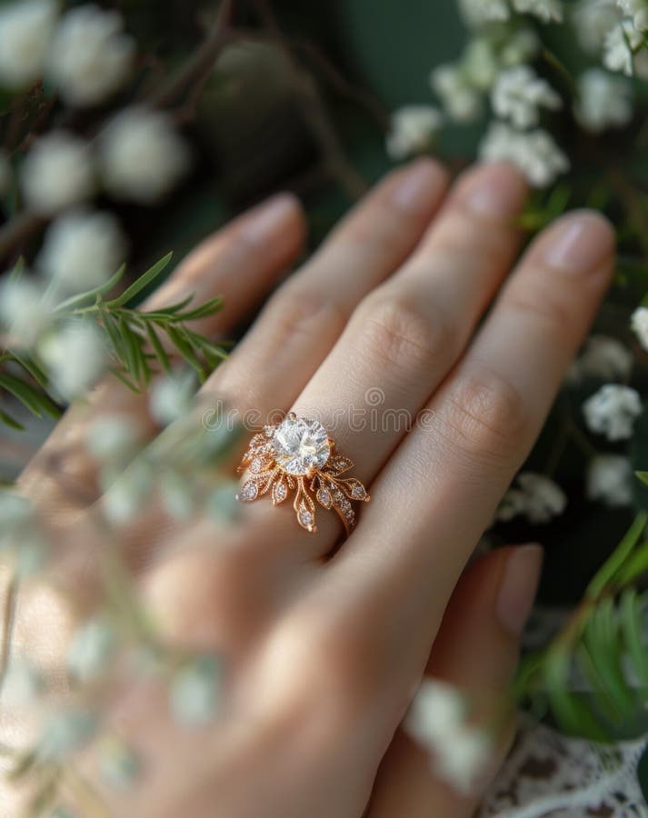 A Photo of an Engagement Ring with Hands Touching Stock Illustration ...