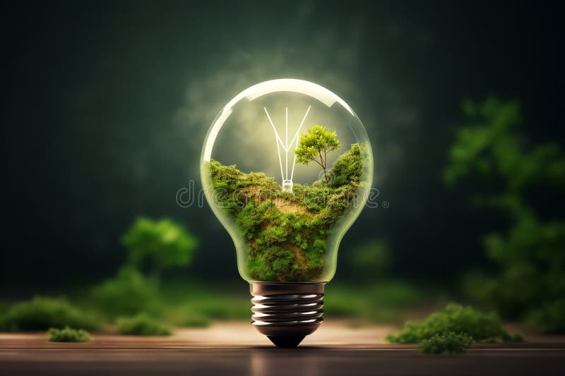 Environment Inside Light Bulb Green Energy Ecosystem Concept Ai ...