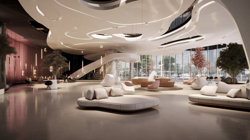 A Photo of an Event Venue Lobby with Modern Seating Stock Illustration ...