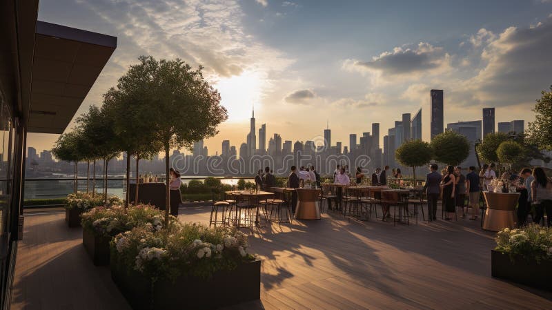 A Photo of an Event Venue Terrace with City View Stock Photo - Image of ...