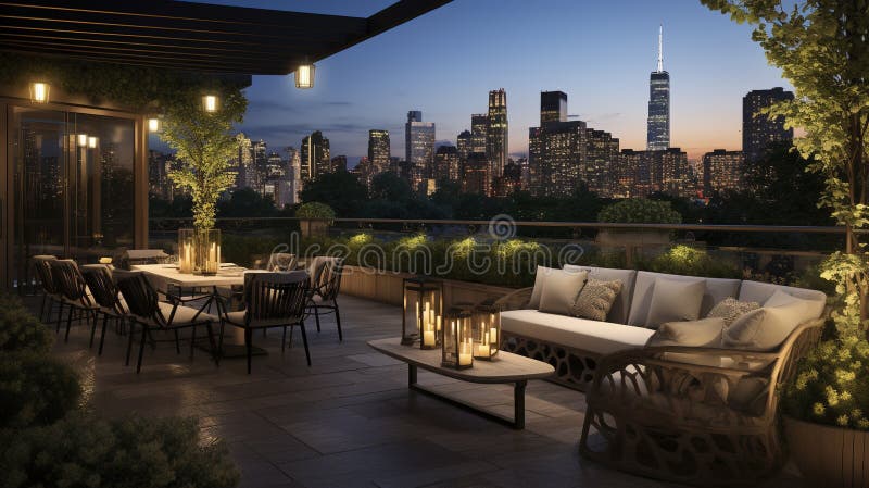 A Photo of an Event Venue Terrace with Lounge Seating Stock Image ...