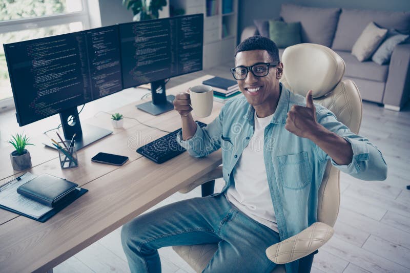 Photo of Expert Web Software Apps Developer Thumb Up Like Gesturing ...